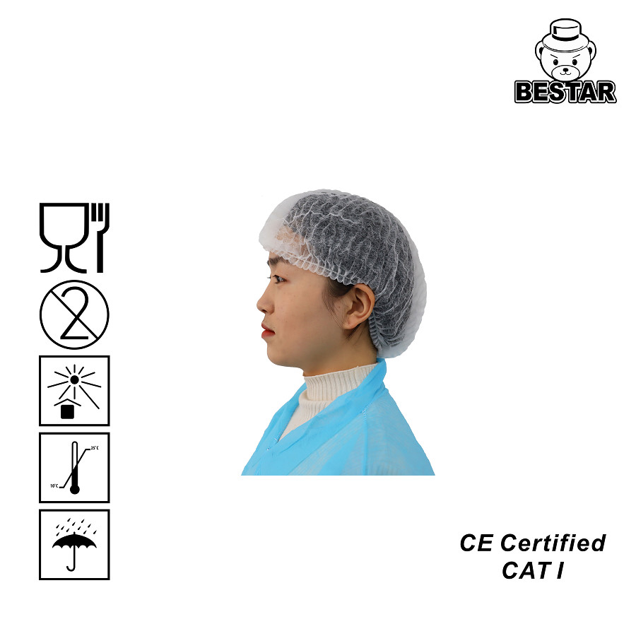 Medical Disposable Head Cap 18 - 30 Inch Single Use Crimped Cap For ...